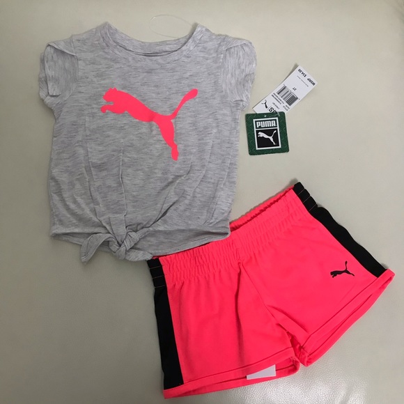 Puma | Matching Sets | Puma Girl Cute Neon Shorts Set | Poshmark